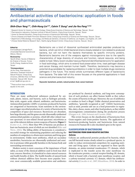 Pdf Antibacterial Activities Of Bacteriocins Application In Foods