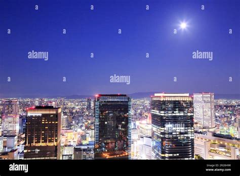 Night View Of The Umeda Sky Building And The Osaka Business District