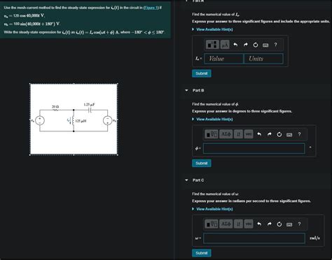 solved use the mesh current method to find the steady state