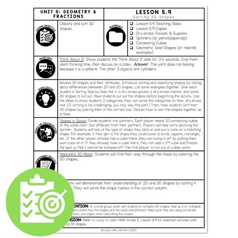 Lucky To Learn Math 1st Grade Geometry Lesson 59 Sorting 3d
