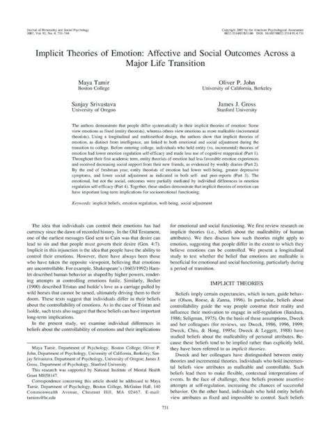 pdf tamir 2007 implicit theories of emotion dokumen tips