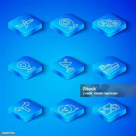 선 설정 도로 교통 표지판 레이더 도시지도 탐색 인포 그래픽 선박 노선 경로 경로 위치 하트가있는 위치 비행기 및 아이콘 벡터 3차원 형태에 대한 스톡 벡터 아트 및 기타