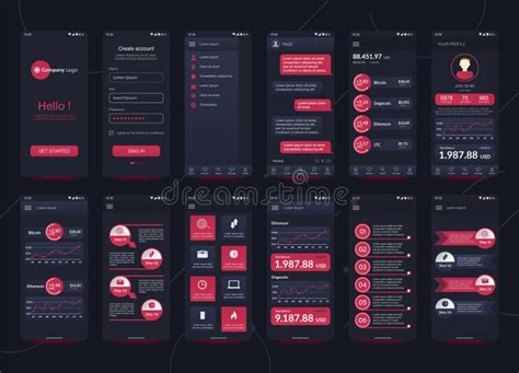 design of mobile app ui ux gui set of user registration screens