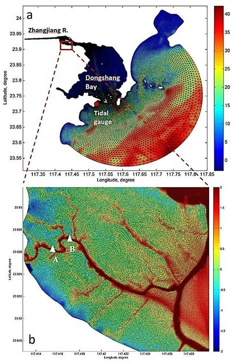Figure S4 Numerical Model Grid And Bathymetry Shown In Color Of The Download Scientific