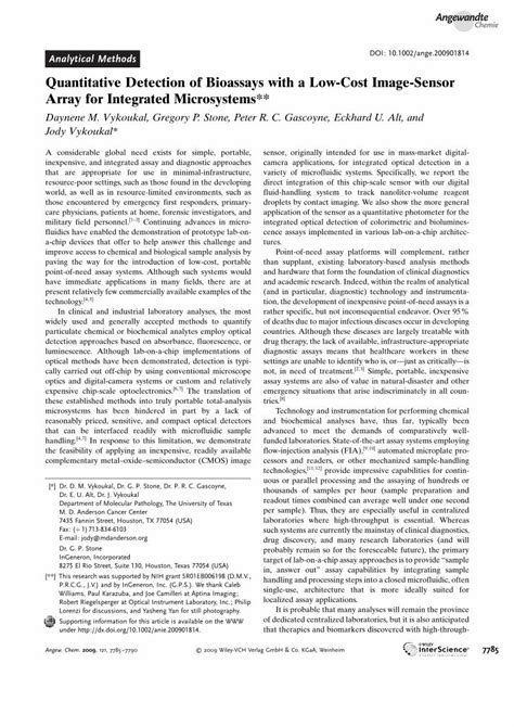 Pdf Quantitative Detection Of Bioassays With A Low Cost Image Sensor
