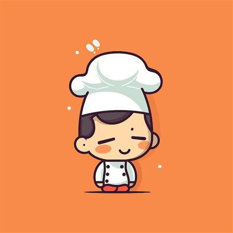 귀여운 귀여운 요리사 Chibi 마스코트 벡터 만화 스타일 프리미엄 벡터
