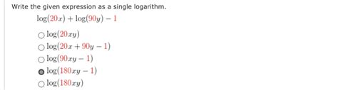 Solved Write The Given Expression As A Single Logarithm Chegg Com