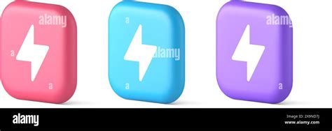 charge power lightning button electricity thunderbolt arrow 3d