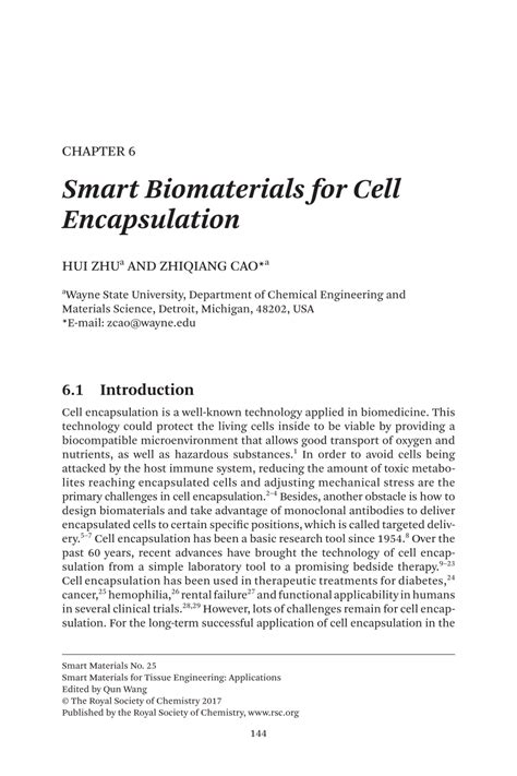 Pdf Smart Biomaterials For Cell Encapsulation