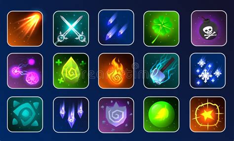 Fantasy Game Skill Icons Stock Vector Illustration Of Heal 274757732