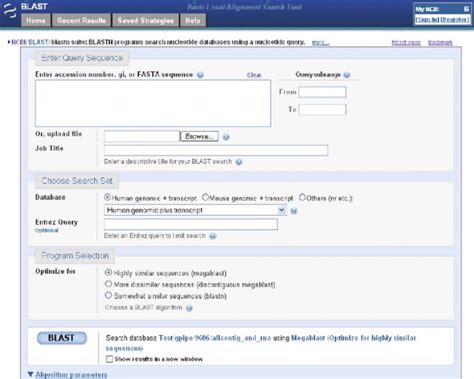 4 Ncbi Nucleotide Blast Interface Download Scientific Diagram