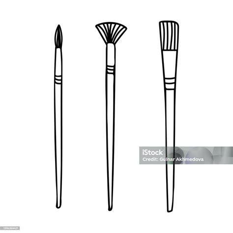 벡터의 낙서 페인트 브러쉬 아이콘 컬렉션 손으로 그린 페인트 브러시 일러스트 레이 션 컬렉션을 벡터로 만듭니다 브러쉬 낙서 일러스트 세트 개체 그룹에 대한 스톡 벡터 아트