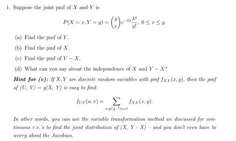 solved 1 suppose the joint pmf of x and y is p x x y