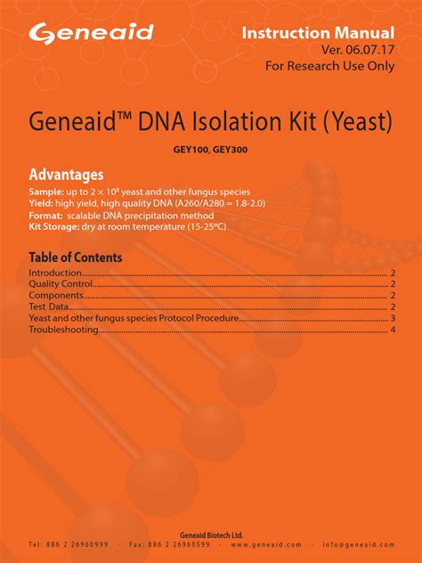 Dna Yeast Isolation Download Free Pdf Biology Life Sciences
