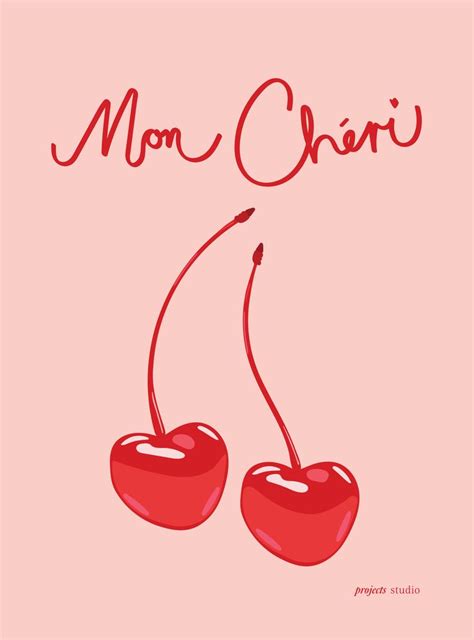 Pink And Red Poster Featuring Two Large Maraschino Cherries And Mon