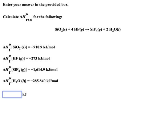 solved enter your answer in the provided box calculate ahº