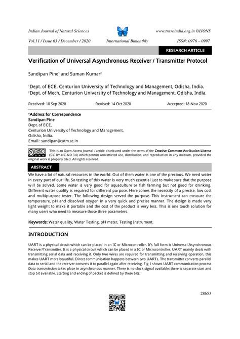 pdf verification of universal asynchronous receiver transmitter