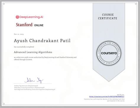 completed advanced machine learning algorithms course by deeplearning