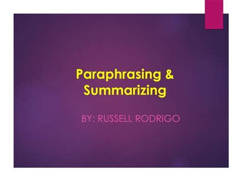 Quoting Paraphrasing And Summarizing Pptx