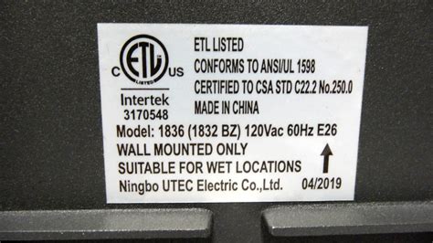 Intertek 3170548 Model 1836 1832 Bz 120vac 60hz E26 Ebay