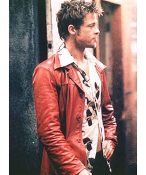 Fight Club Brad Pitt Red Leather Jacket Jacketmadness