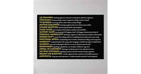 Logical Fallacies Poster Zazzle
