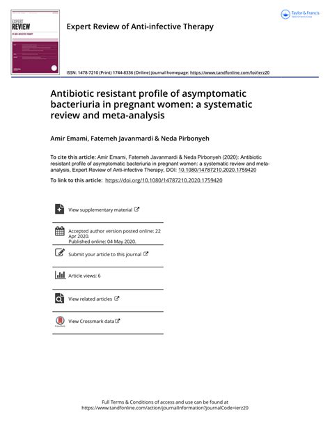 Pdf Antibiotic Resistant Profile Of Asymptomatic Bacteriuria In