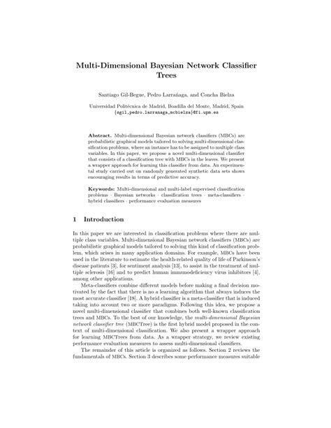 Pdf Multi Dimensional Bayesian Network Classifier Trees