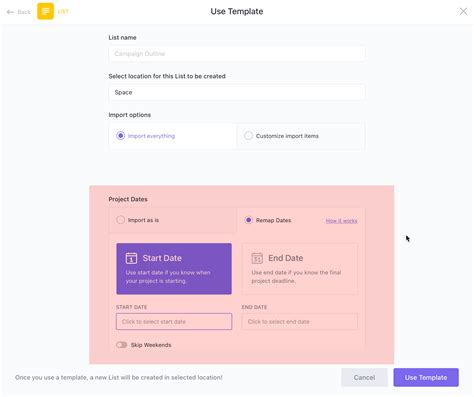 create a template with the same timeline structure adjust dates
