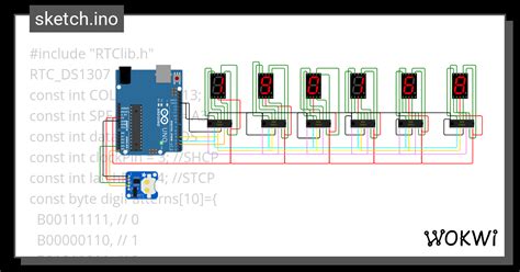 7 Segment Datetime Switch Wokwi Esp32 Stm32 Arduino Simulator
