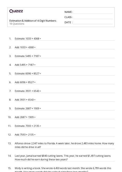 50 Two Digit Addition Worksheets For 4th Grade On Quizizz Free And Printable