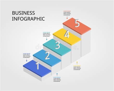 Level Template For Infographic For Presentation For 5 Element Stock