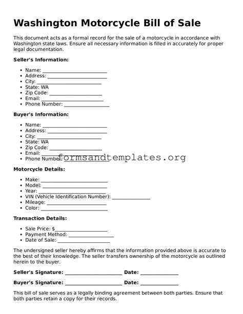 Free Washington Motorcycle Bill Of Sale Forms Download Pdf Template