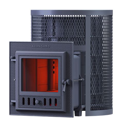 Банная чугунная печь Гефест Avangard 24 М круглая сетка купить в Барнауле по доступной цене с