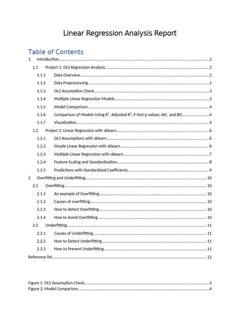 Linear Regression Analysis Report 1 Pdf Ordinary Least Squares Linear Regression