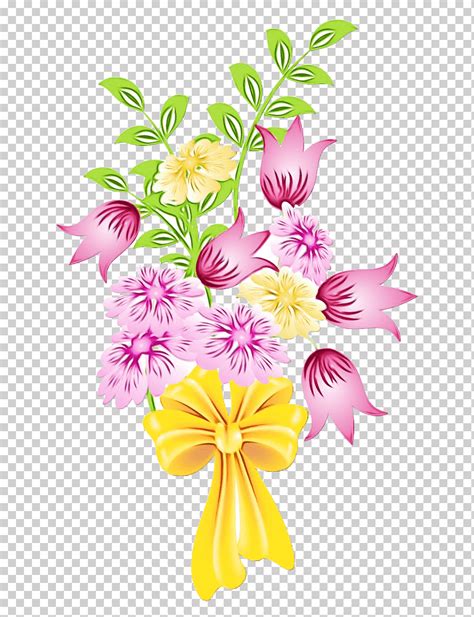 꽃 부케 수채화 페인트 젖은 잉크 장미 꽃 디자인 백합 Png Klipartz