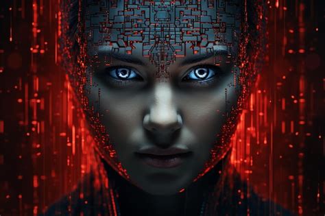 Premium Ai Image Cyber Concept Young Woman In Hood With Binary Code