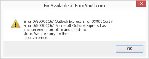 Outlook Express Error Messages Of Several Error Codes