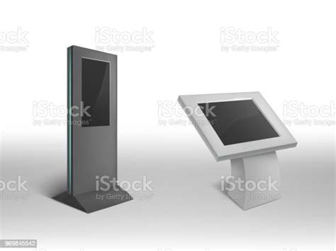 3d 현실 디지털 정보 키오스크 스탠드를 벡터 터치스크린에 대한 스톡 벡터 아트 및 기타 이미지 터치스크린 Lcd 키오스크 Istock