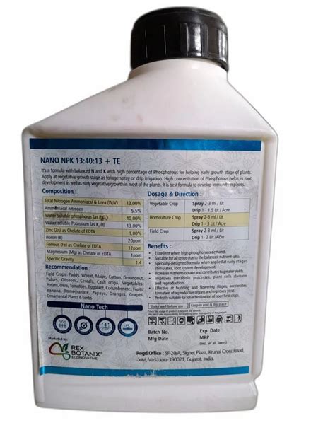 Grade Standard Fco Grade Nutrex Nano 134013 Npk Liquid Suspension