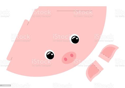 인쇄 가능한 돼지 종이 모자 파티 는 생일 크리스마스 베이비 샤워를위한 컷 템플릿을 다이 엔터테인먼트를위한 재미있는 액세서리 인쇄 절단 및 접착제 벡터 스톡