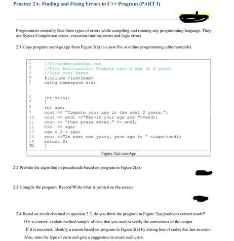 solved practice 2a finding and fixing errors in c program