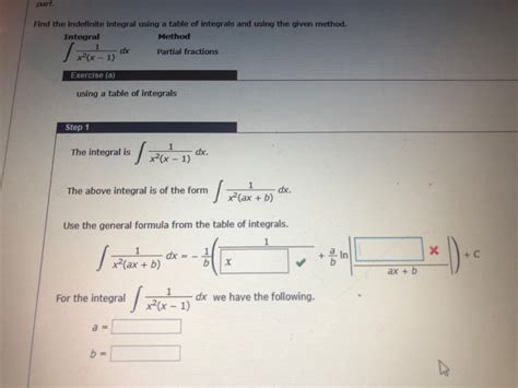 Solved Part Find The Indefinite Integral Using A Table Of