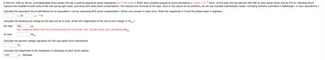solved calculate the sending end voltage at full load and