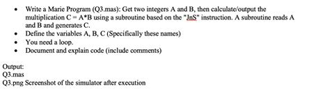 solved please write a marie program on the following
