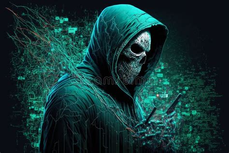 A Hooded Hacker A Man In A Hooded Jacket Is Surrounded By Numbers And Data In The Background
