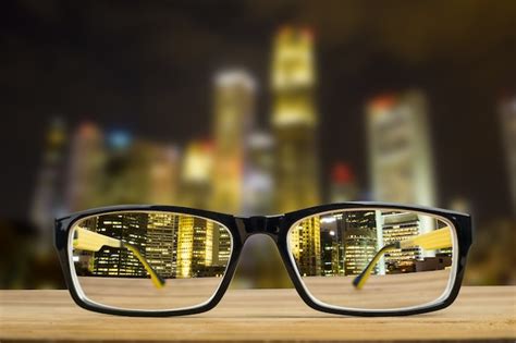 Premium Photo Glasses View Vision Focus Viewpoint At Night City