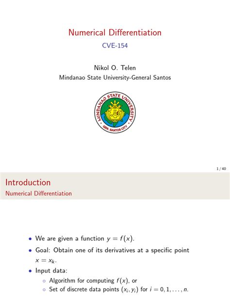 Numerical Differentiation Pdf Finite Difference Numerical Analysis