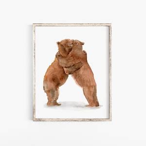Grizzly Bear Hug Watercolor Painting Giclee Print Fine Art Print