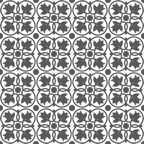 Grey On White Ornate Flower And Circle Tile Art Deco Seamless Repeat